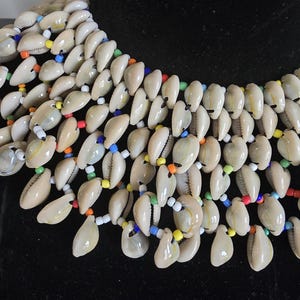 Authentic African Statement Ethnic Cowrie Sea Shell Beaded Tassels ...