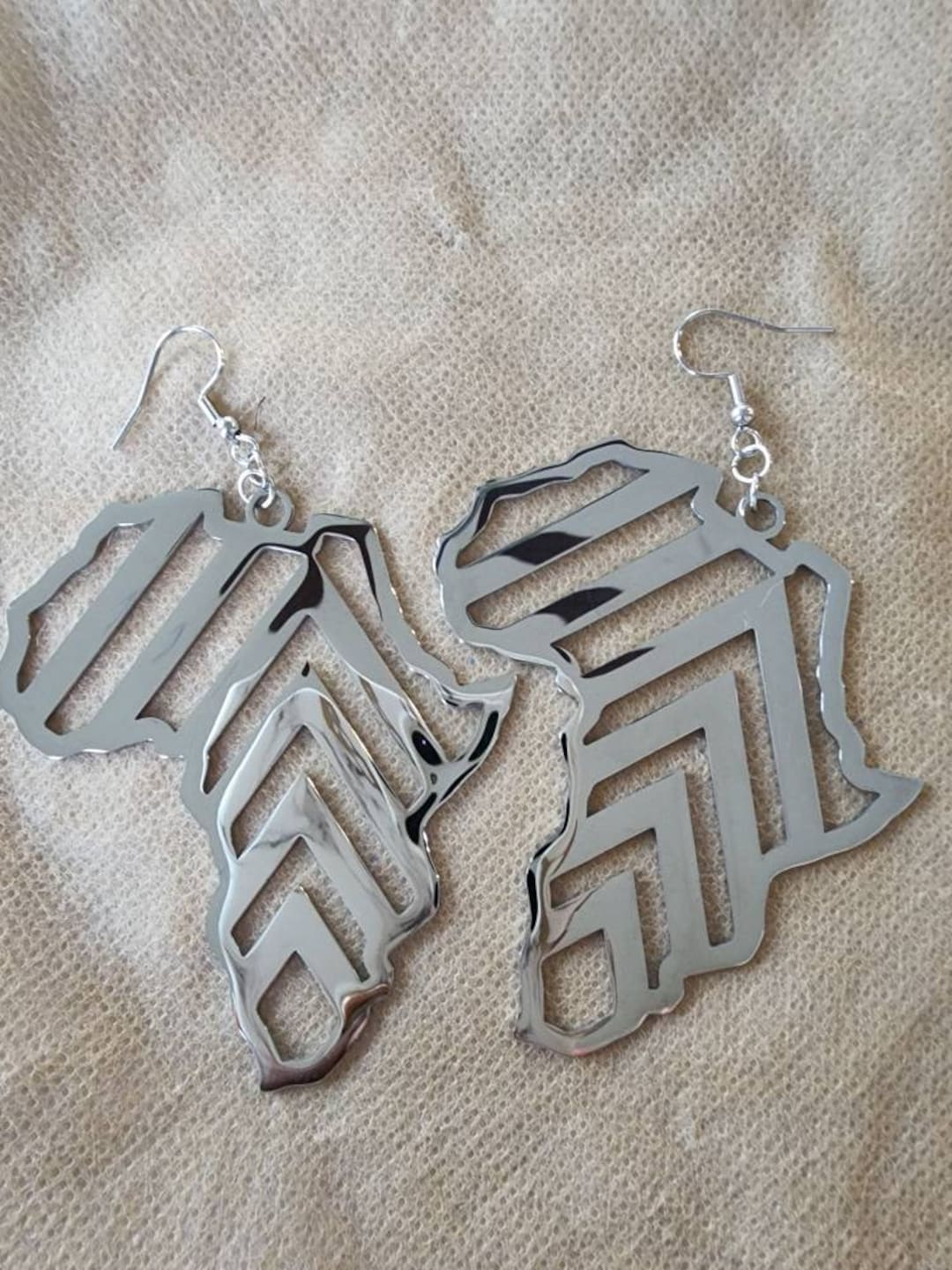 18K Gold-plated Africa Earrings, Map Earrings, Big Statement Earrings ...