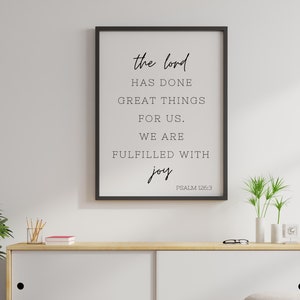 Bible Verse Wall Art, the Lord Has Done Great Things for Us, Psalm 126: ...