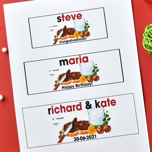 PRINTABLE Personalised NUTELLA Jar Label Digital File - Etsy