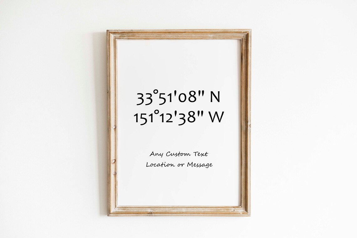 Custom Coordinates Sign, Personalized Address Print, Longitude Latitude ...
