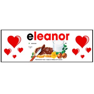 Valentines Day Gift, Personalized Nutella Jar Label, Nutella Label With ...