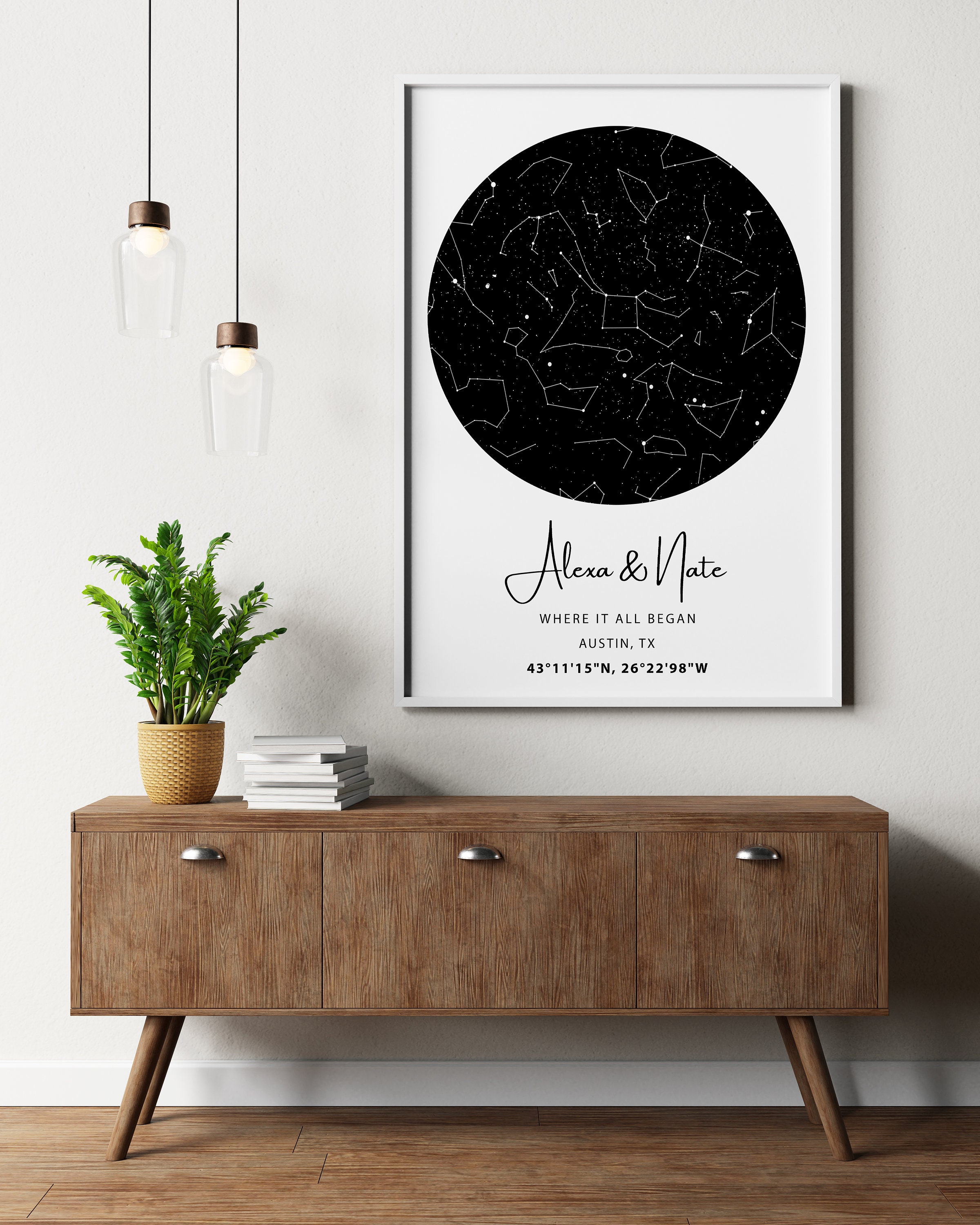 Personalized Star Chart, Custom Star Map by Date, Night Sky Print ...