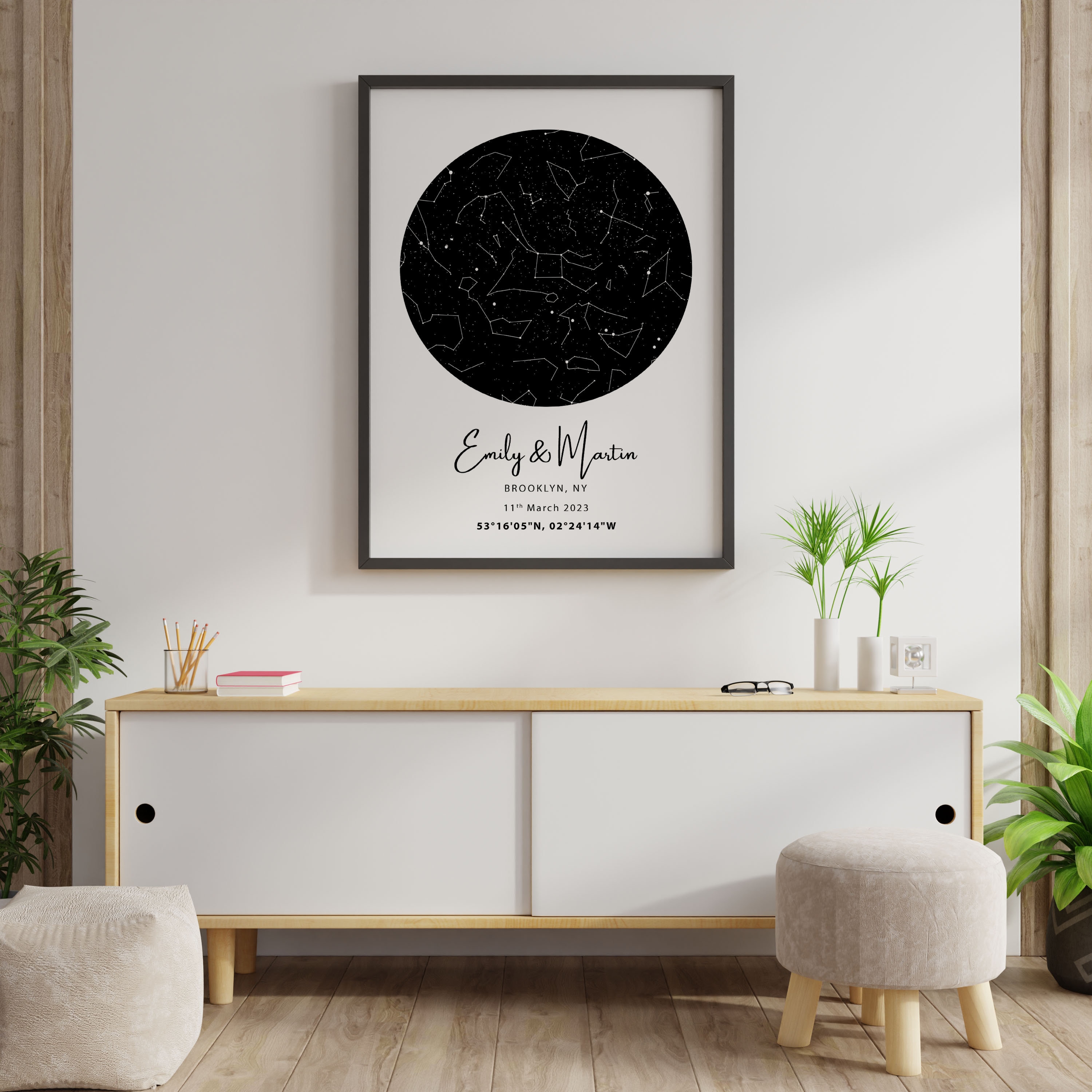 Personalized Star Chart, Custom Star Map by Date, Night Sky Print ...