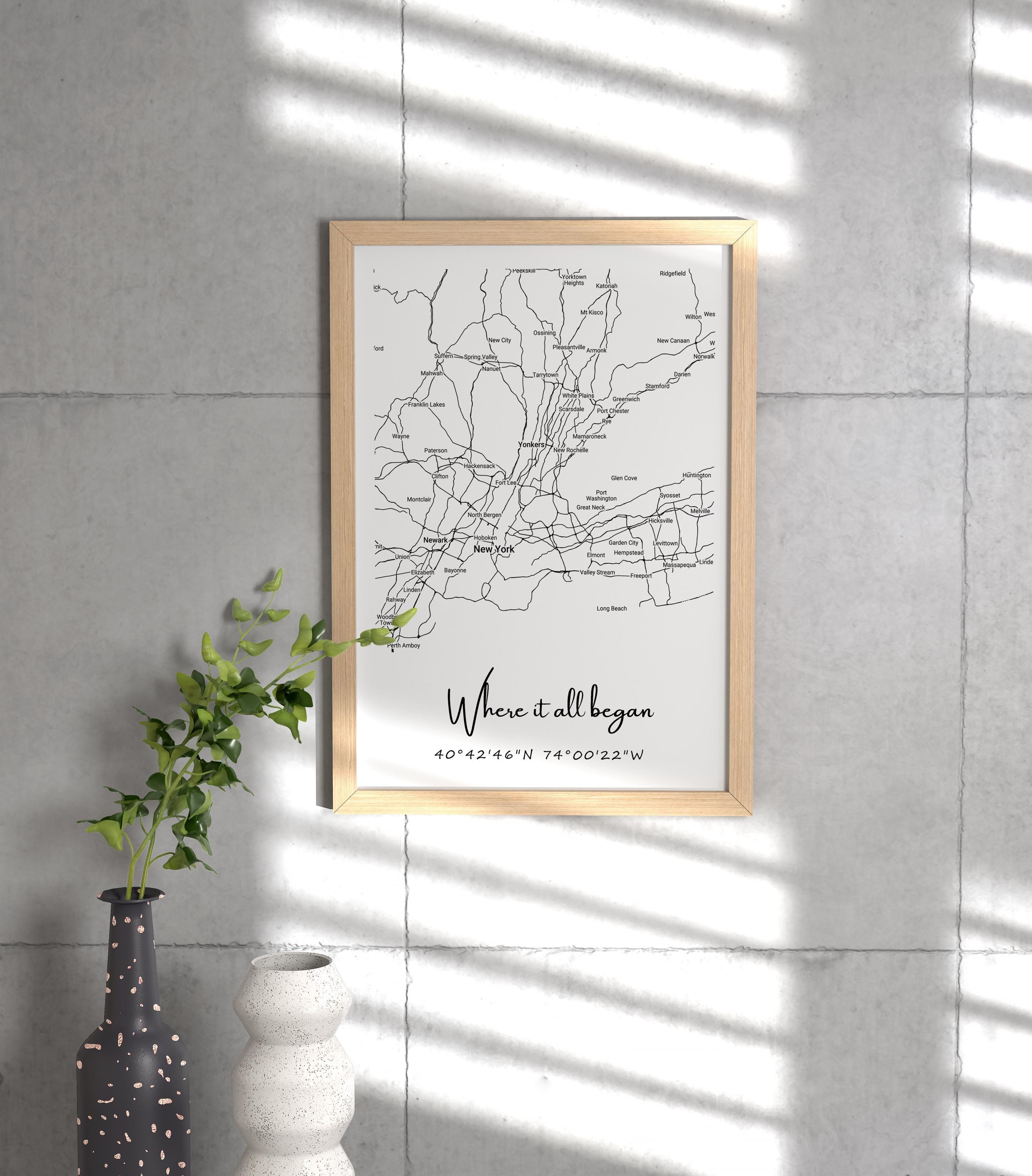 Personalized City Map, Custom Street Map, Anniversary Gift, Map Print ...