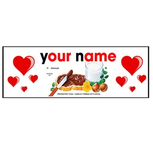 Valentines Day Gift, Personalized Nutella Jar Label, Nutella Label With ...