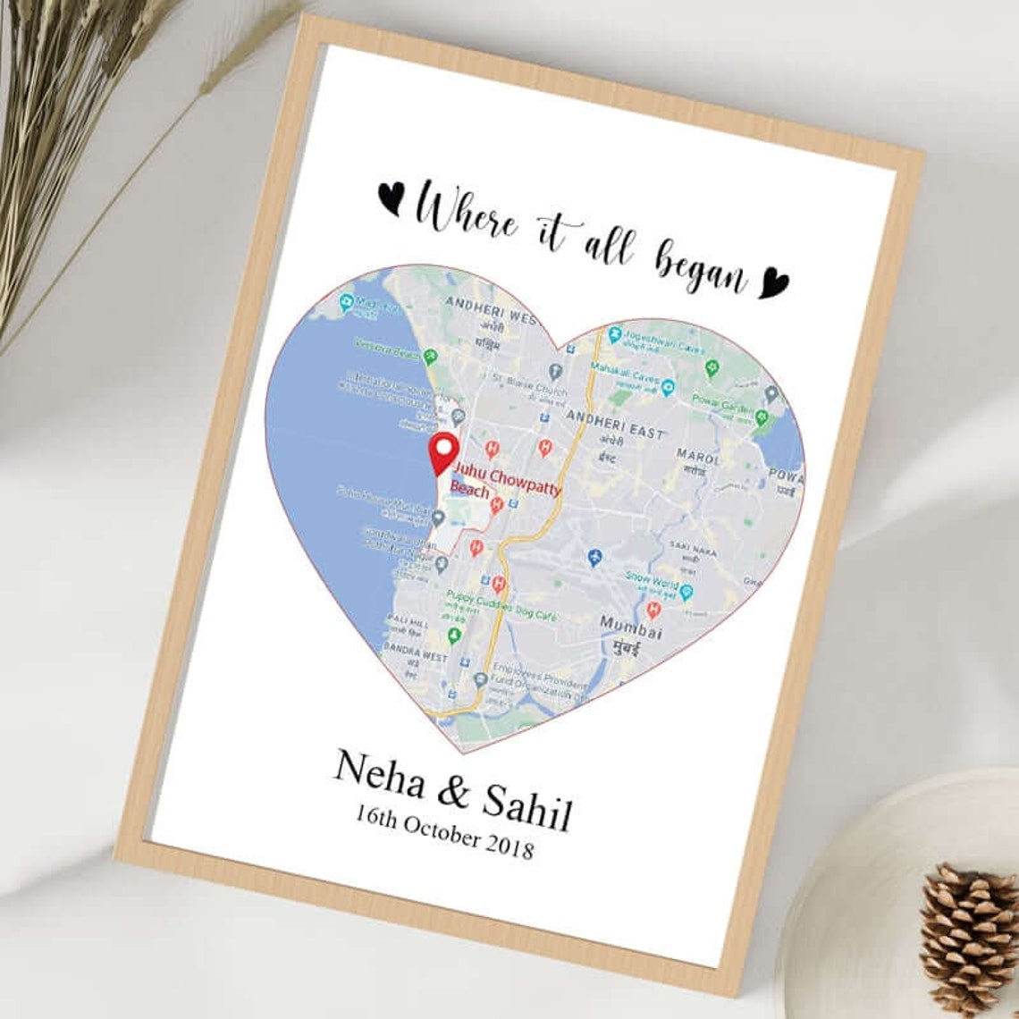 Where It Began Map Where We Met Personalized Gift Custom - Etsy