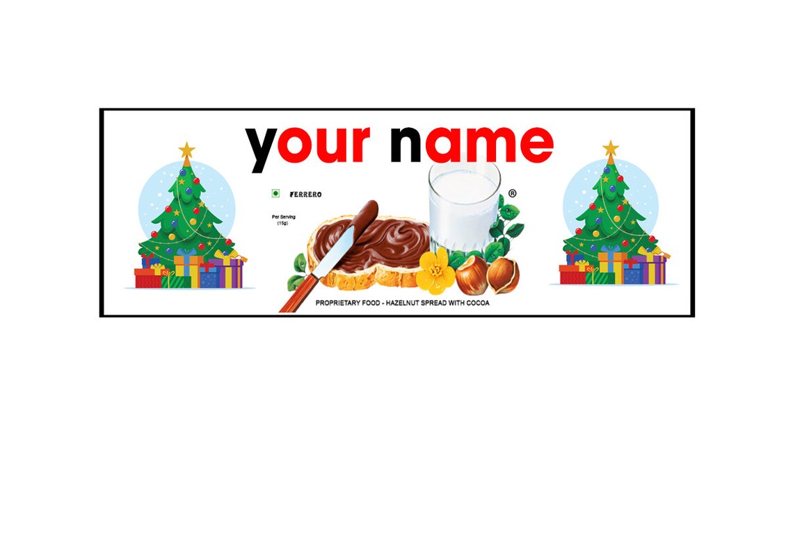 Christmas Gift Personalized Nutella Jar, Digital Nutella Label With ...