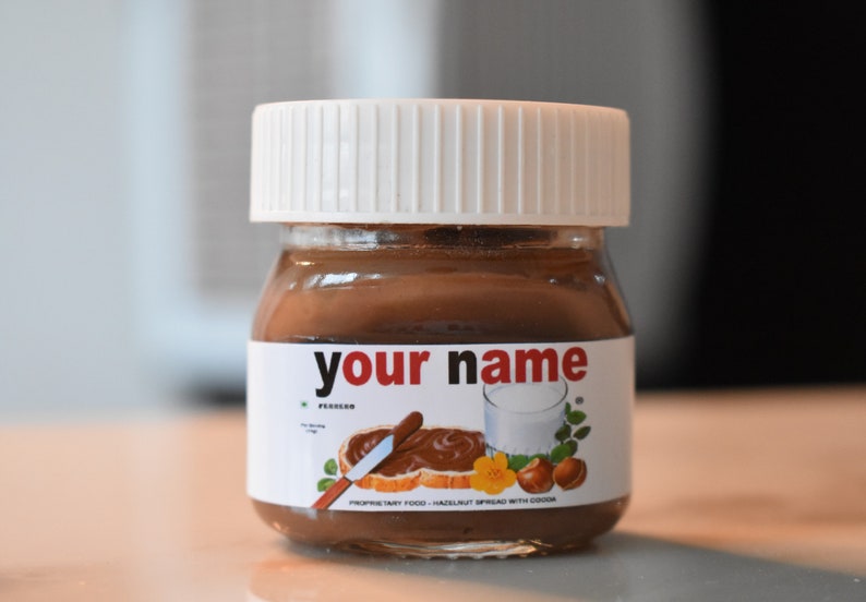 Personalised Mini Nutella Jar Label Digital File - Etsy