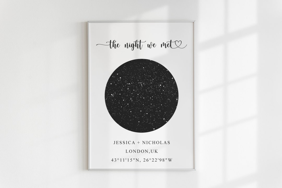 Personalised Stars Above Us Night Sky Print Gift for Her Him Digital ...