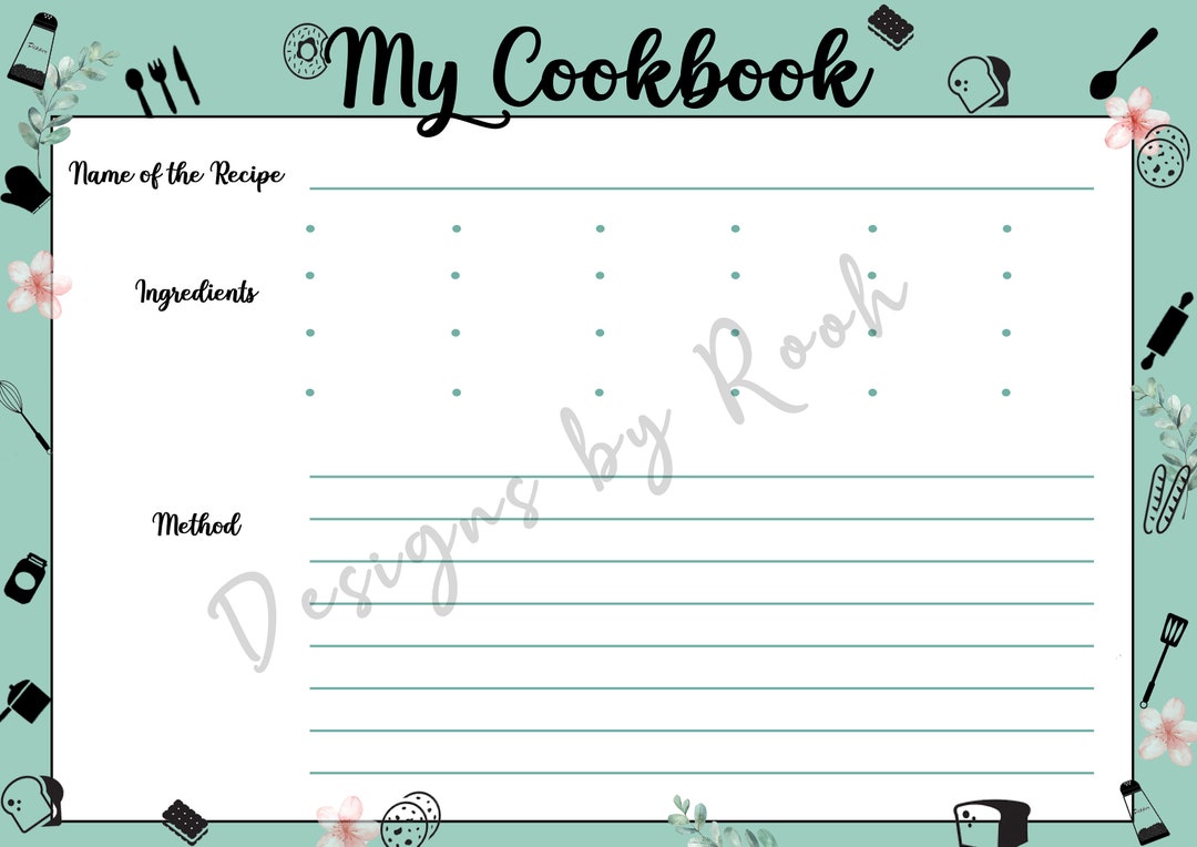 My Cookbook Digital File, Printable Recipe Book - Etsy
