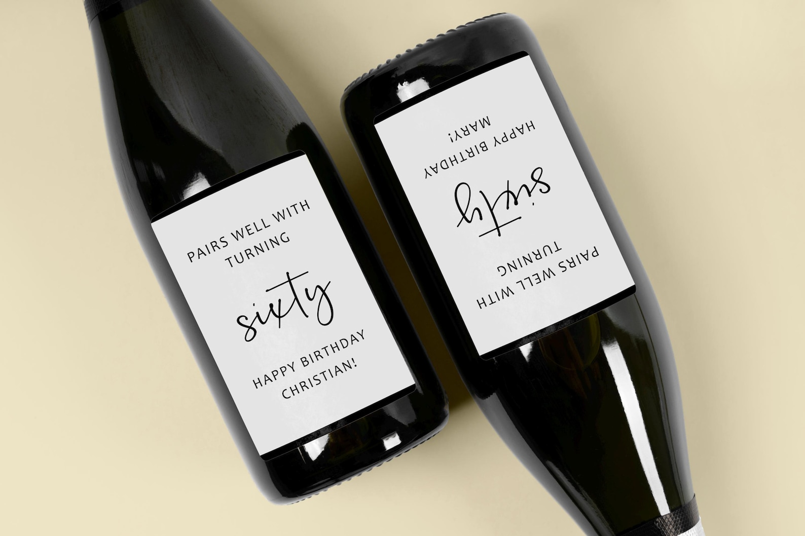 Custom Birthday Wine Labels, Printable Bottle Stickers, Personalized ...