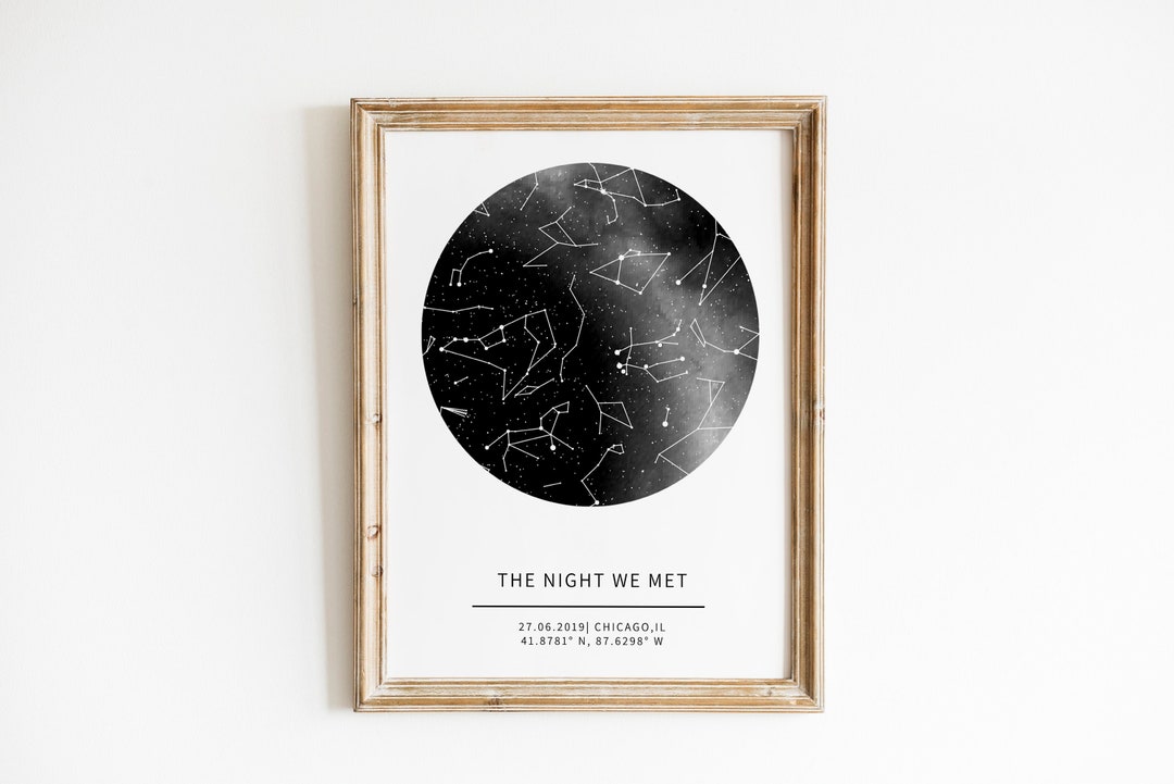 Custom Night Sky Print, Constellation Map, First Anniversary Gift ...