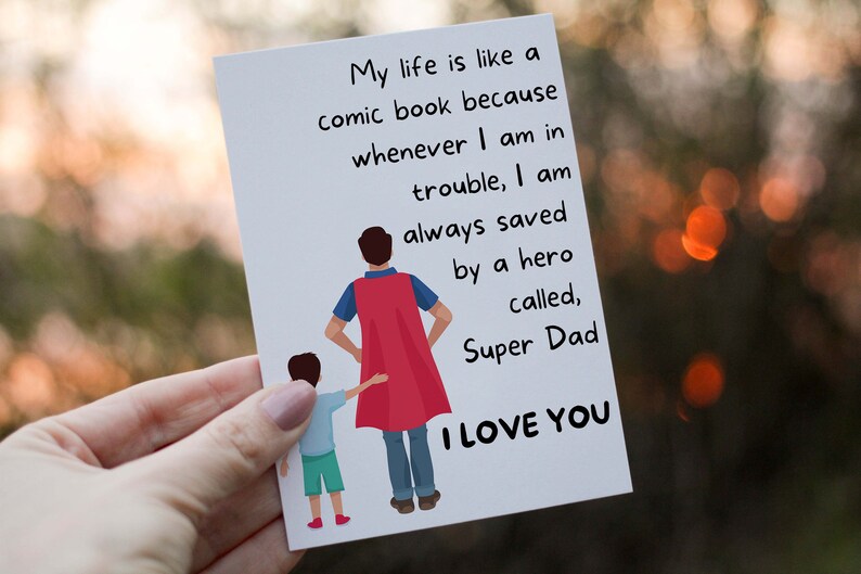 Superhero Dad Card Father's Day Card Card From Son - Etsy