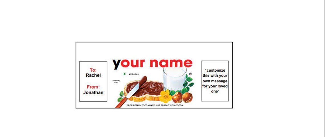 Personalised Nutella Label With Message Digital Nutella Jar - Etsy