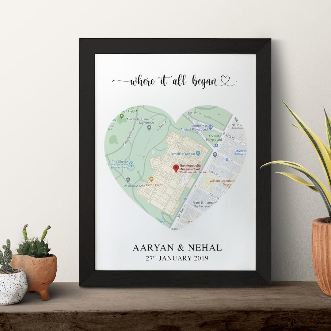 Where We Met Map, Where It All Began, First Date, Couple Map ...