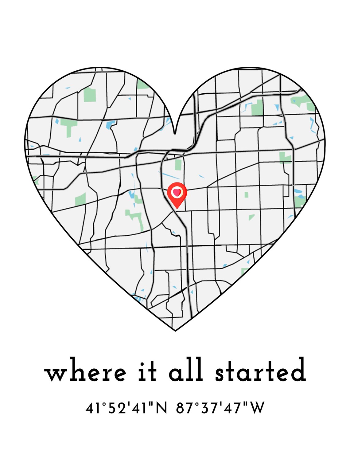 Where It Began Map, Where We Met, Personalized Gift, Custom Map ...