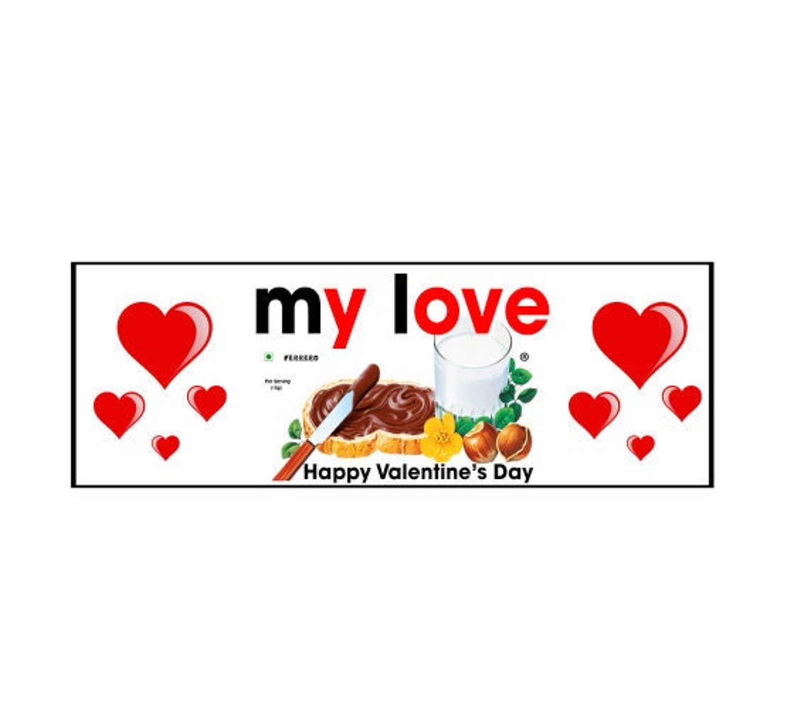 Valentines Day Gift, Personalized Nutella Jar Label, Nutella Label With ...