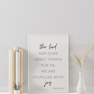 Bible Verse Wall Art, the Lord Has Done Great Things for Us, Psalm 126: ...