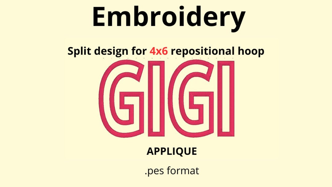 GIGI Embroidery Design Split for Repositional Hoop Hooping 4x4 4x6 Hoop ...