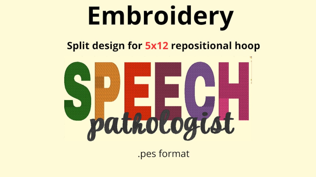 Speech Pathologist School Embroidery Design Split for Repositional Hoop ...