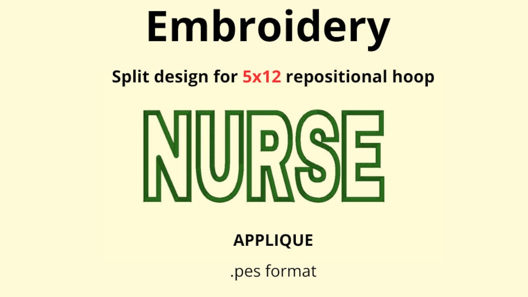 Nurse Applique Embroidery Design Split for Repositional Hoop Hooping ...