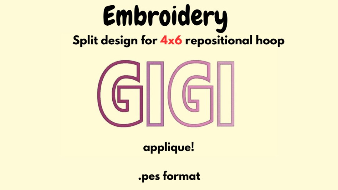 GIGI Embroidery Design Split for Repositional Hoop Hooping 4x4 - Etsy