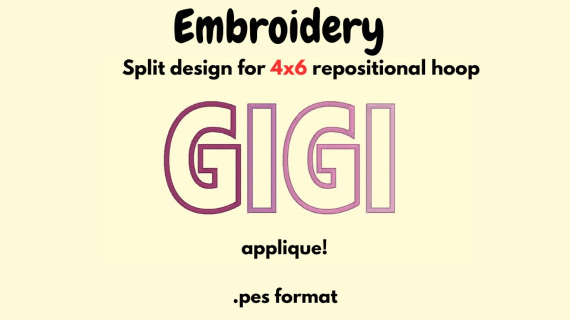 GIGI Embroidery Design Split for Repositional Hoop Hooping 4x4 - Etsy