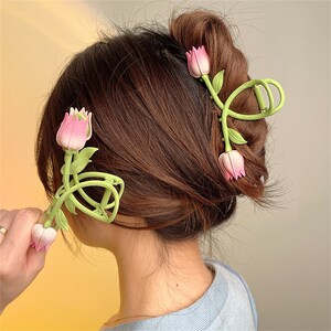 1 Pack Tulip Hair Claws, Metal Hair Claws, Flower Hair Clip, Designer ...