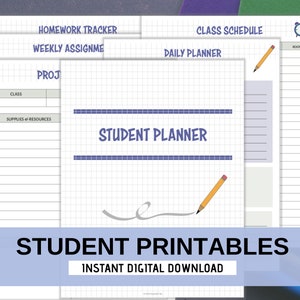 Student Planner Printables | Back to School Printables | Instant ...
