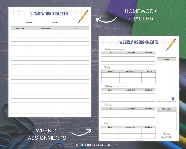 Student Planner Printables | Back to School Printables | Instant ...