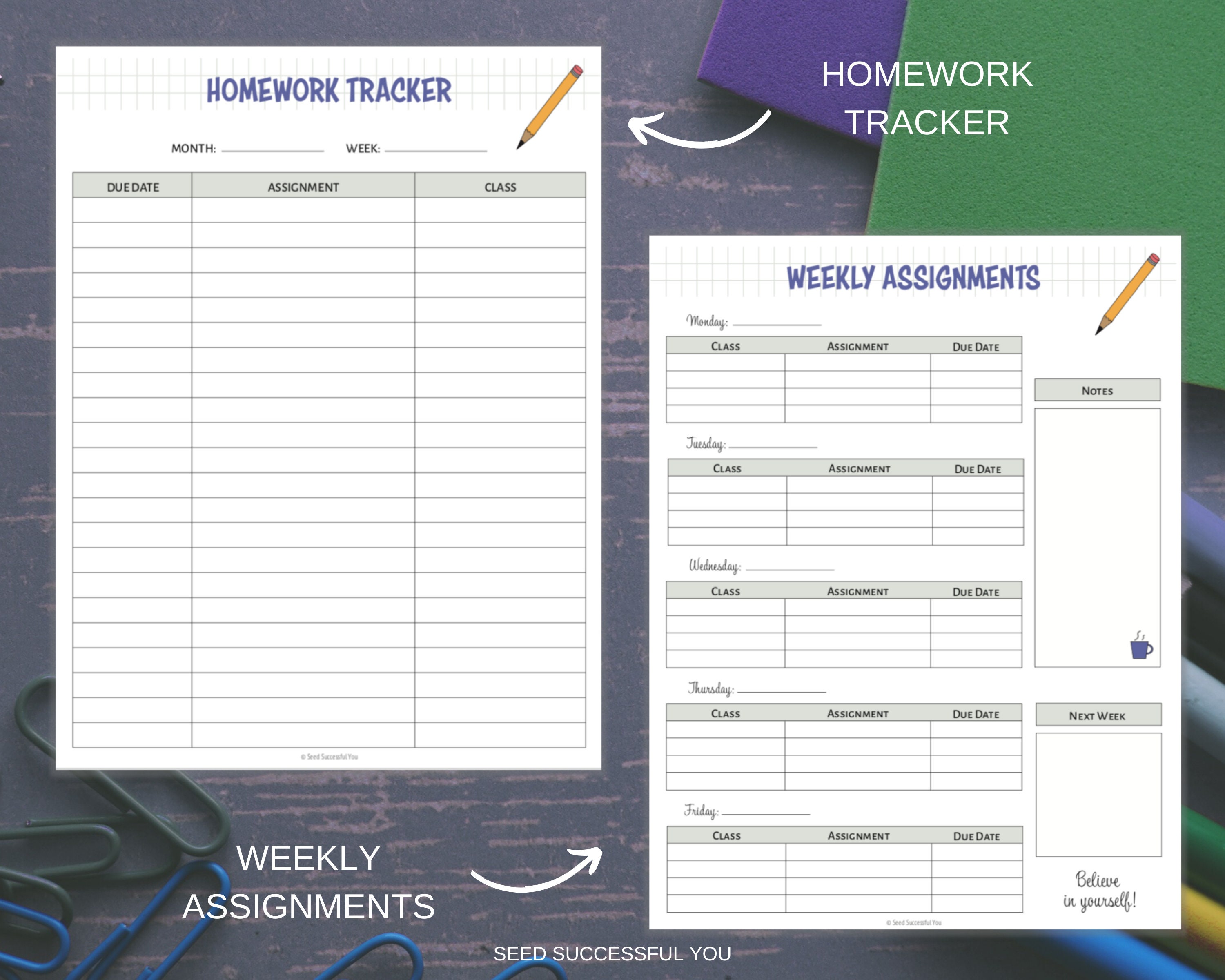 Student Planner Printables | Back to School Printables | Instant ...