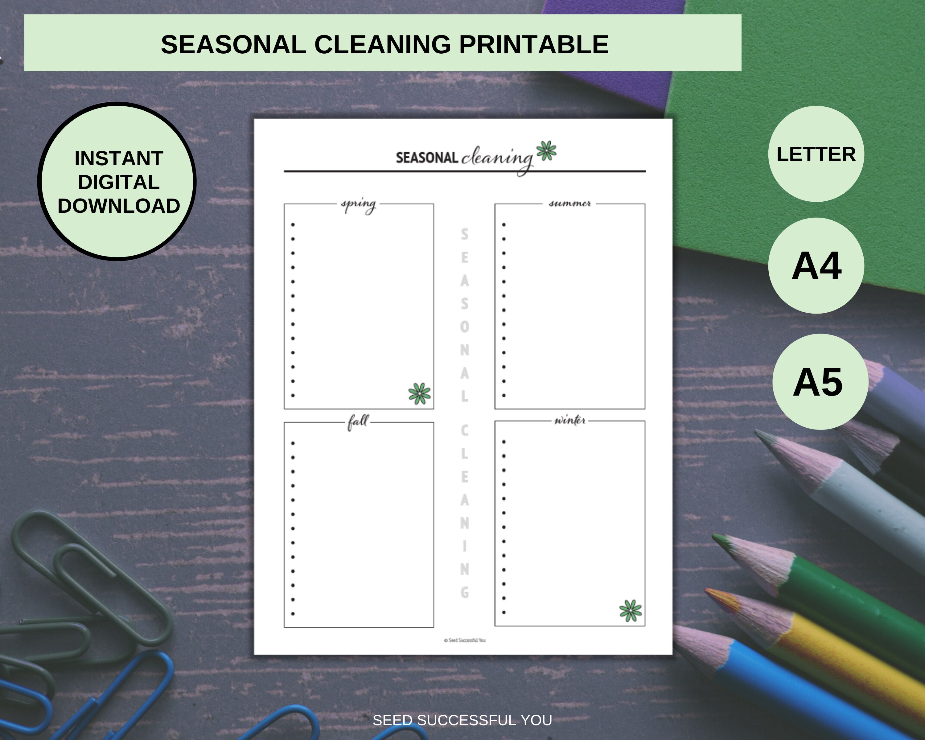Cleaning Planner Printables Cleaning Tracker Laundry Schedule Letter ...