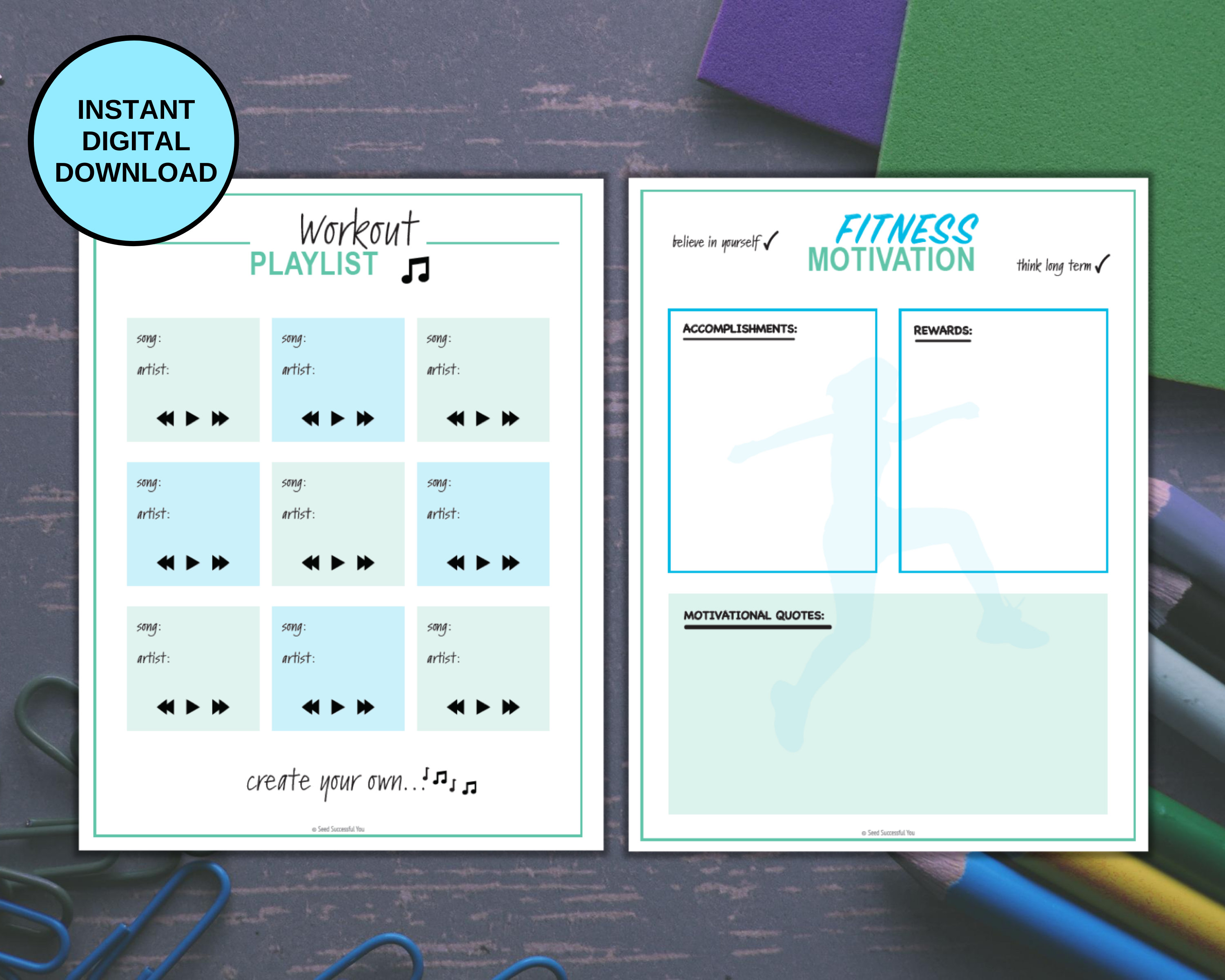 Printable Fitness Planner Fitness Journal Workout Planner | Etsy