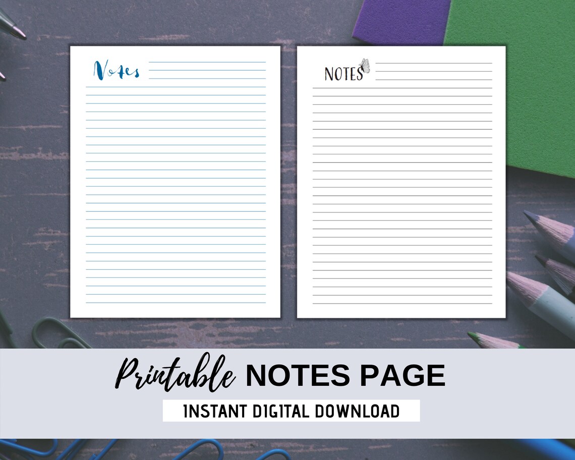 Printable Notes Page Notes Printable Notepaper Letter - Etsy