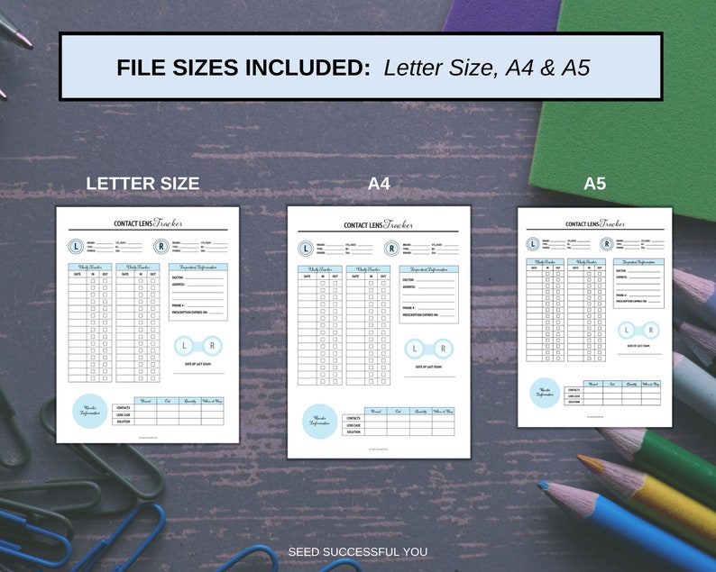Printable Contact Lens Tracker Contact Lens Replacement Tracker Letter ...