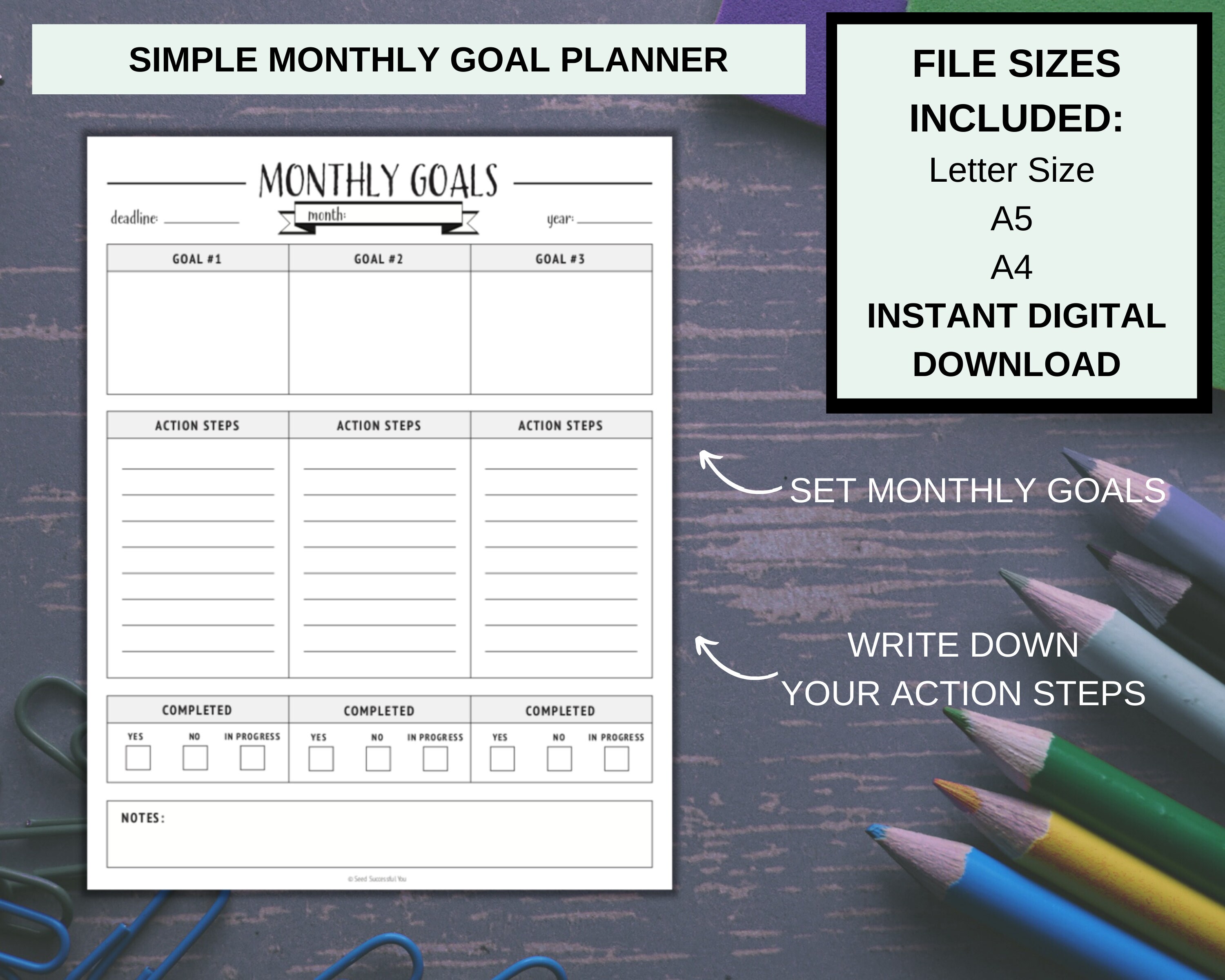 Goal Planner Printable 2020 Goal Setting Goals Journal - Etsy