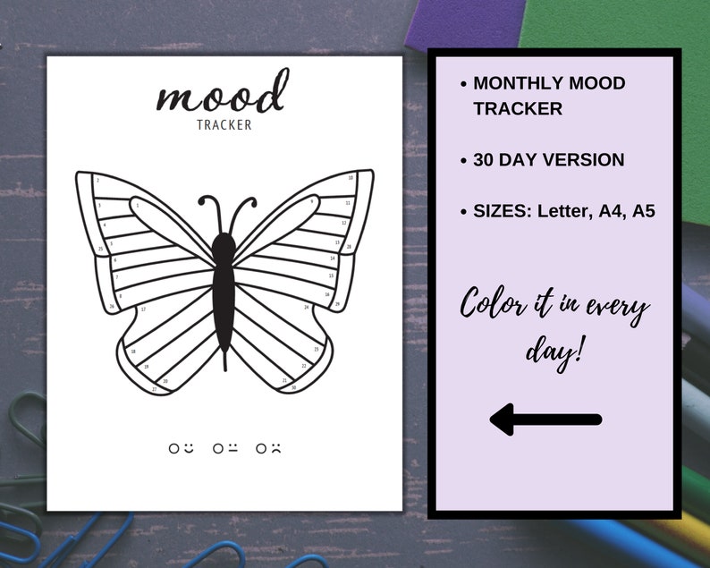 Mood Tracker Printable Butterfly Mood Tracker Bujo - Etsy
