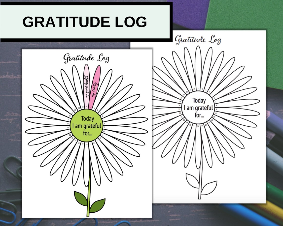 Gratitude Log Printable Gratitude Journal Flower Gratitude - Etsy