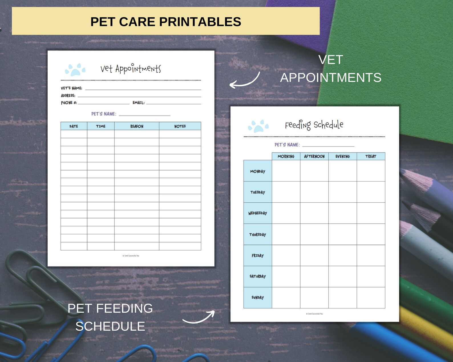 Pet Care Printables Pet Binder Pet Health Printables Instant Digital ...