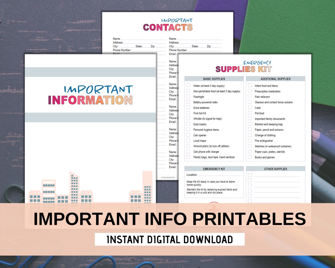 Important Information Printables | Emergency Contacts Printable ...
