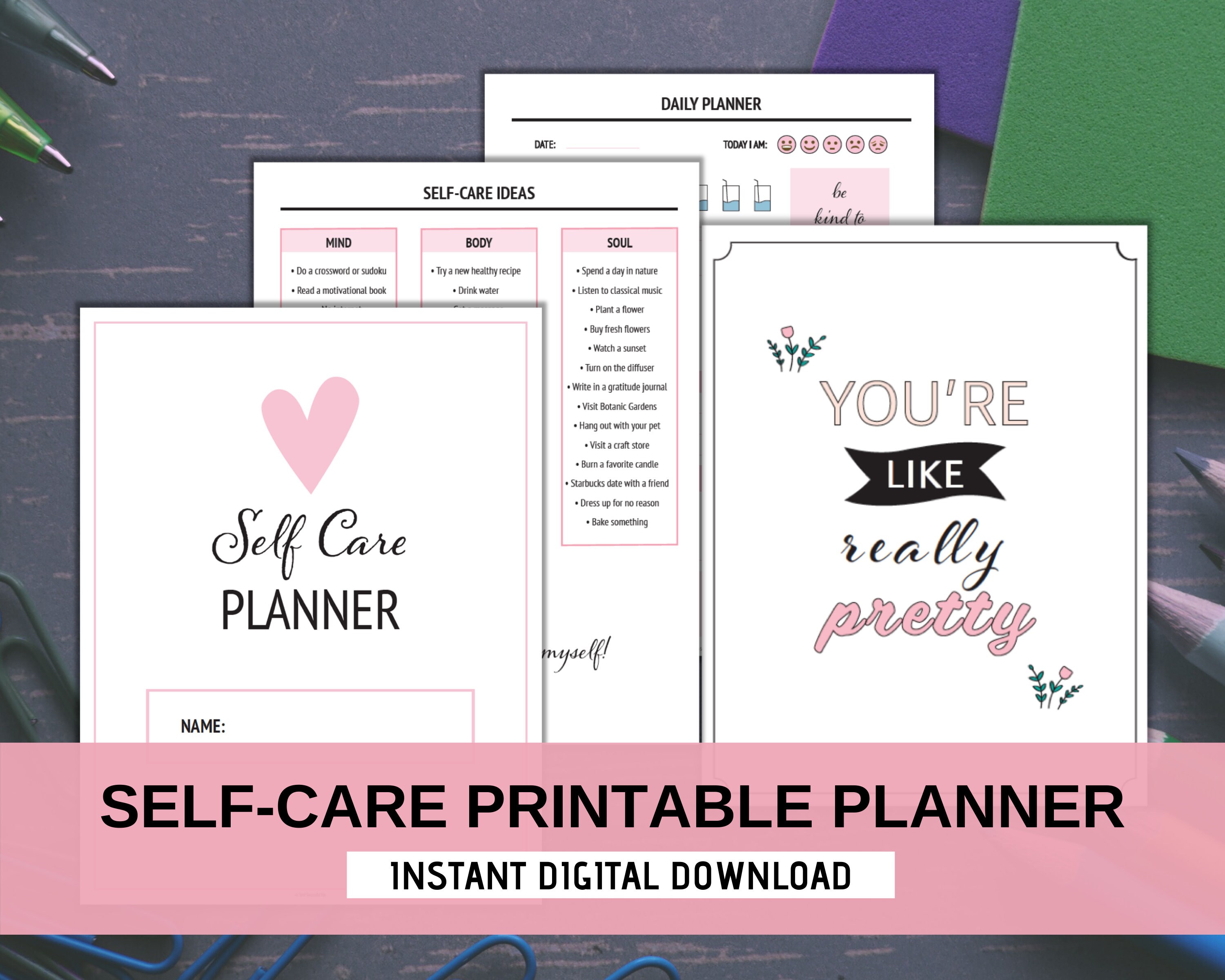 Self Care Printable Planner | Self Care Journal | Wellness Planner ...