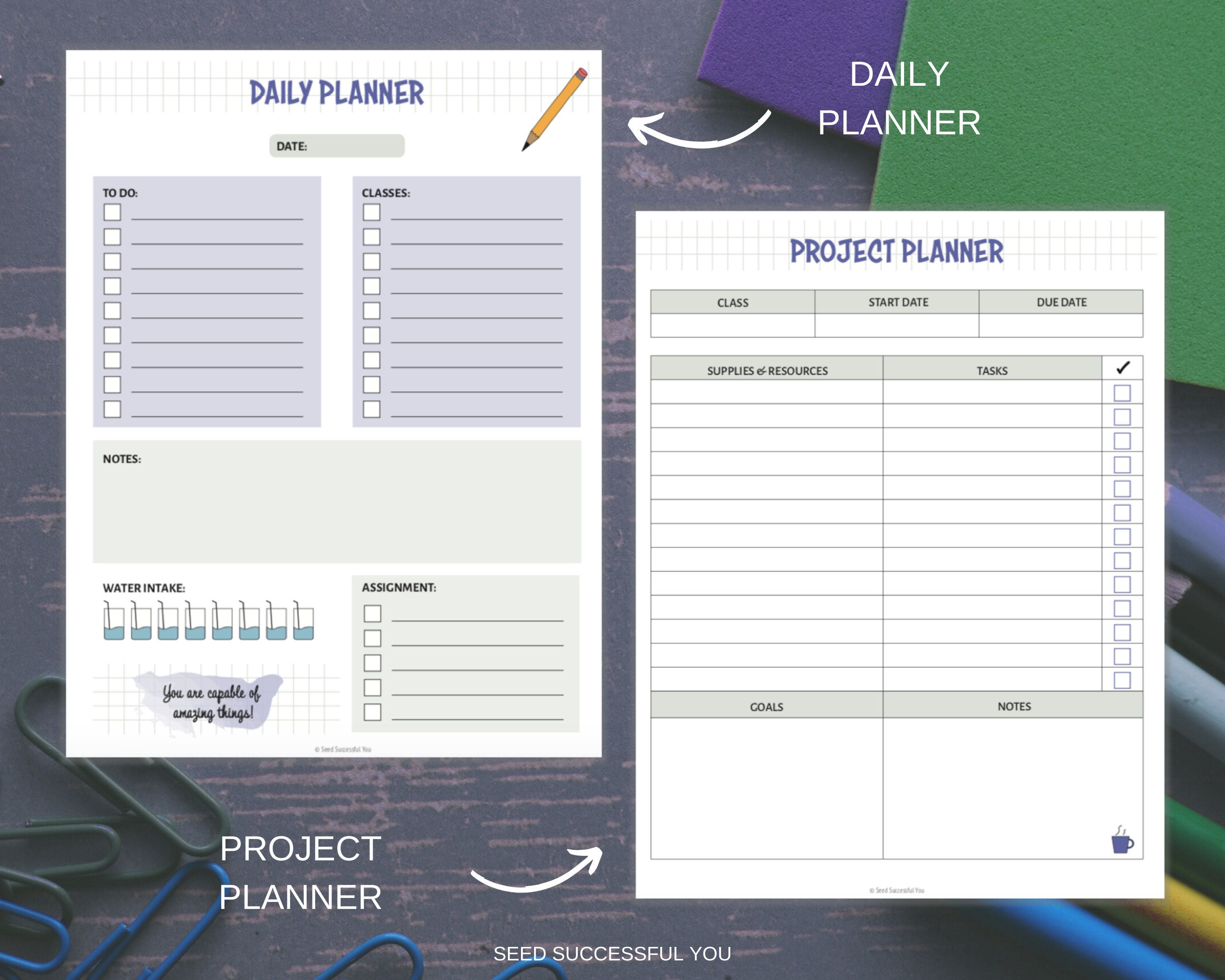 Student Planner Printables | Back to School Printables | Instant ...