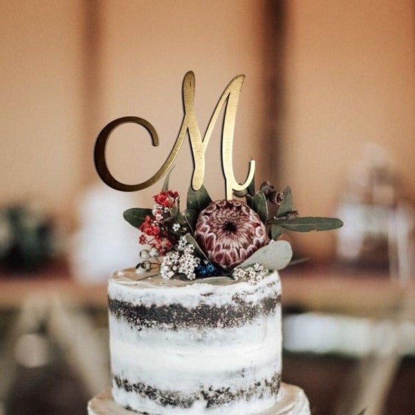 Wood Letter M Cake Topper - Etsy