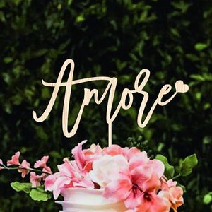 Amore Wedding Cake Topper Rustic Wood Wedding Cake Topper Amore ...