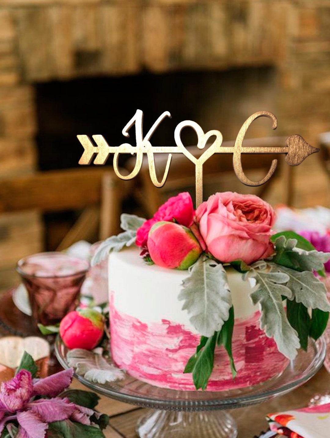 Cake Topper for Wedding Arrow Wedding Cake Topper Personalized Initial Cake Toppers Wedding ...