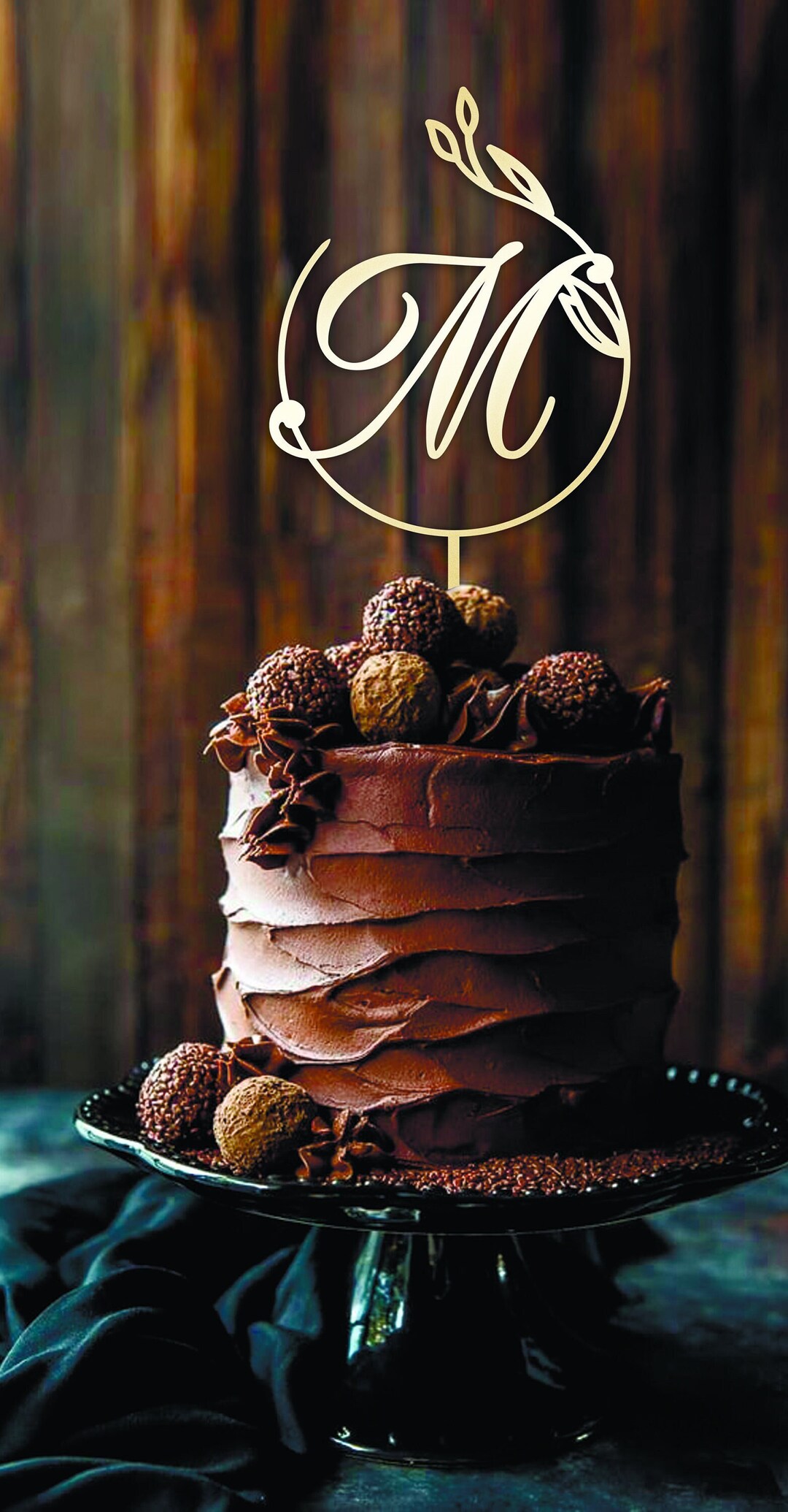 Personalized Wedding Cake Topper Wreath Rustic Monogram Cake Topper ...