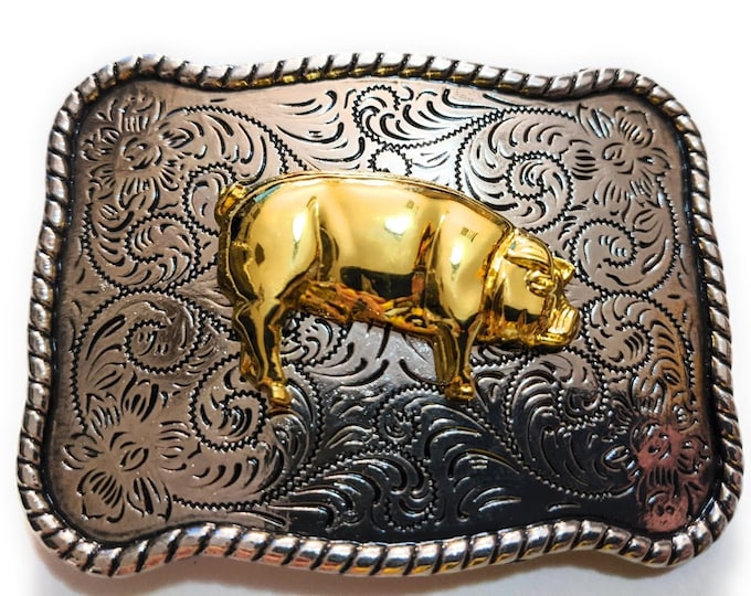 Silver and Gold Finish Belt Buckle Farm Country BOAR Hog Hawgs Pig ...