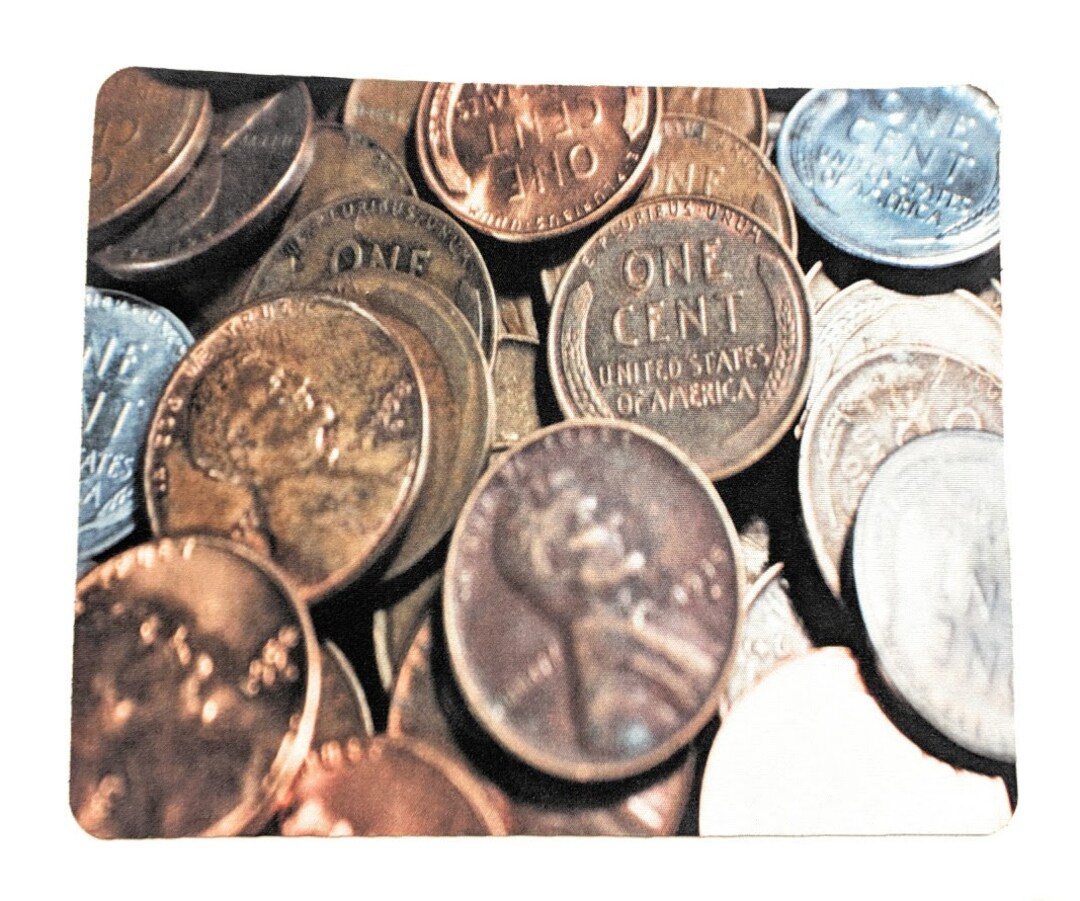 COIN Mouse pad 9 x 7 "stapel tarwe cent macro verjaardag kerst ...