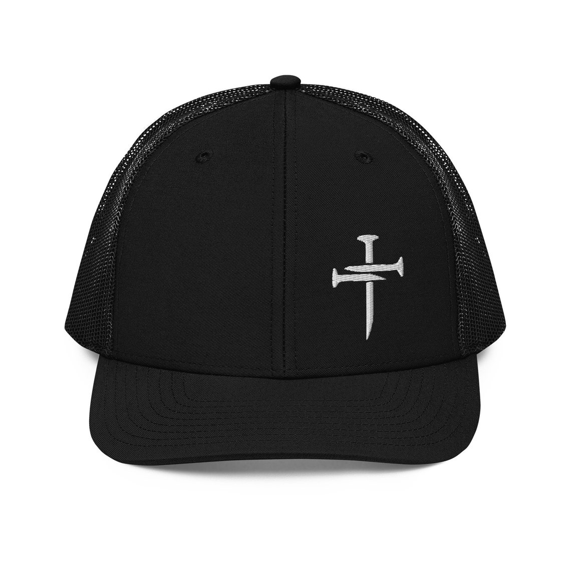 Nail Cross Embroidered Trucker Cap | Etsy